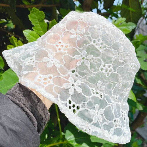 Lady Floral Bucket Hat Mesh Lace Fishing Bush Cap Summer Beach Sheer ...