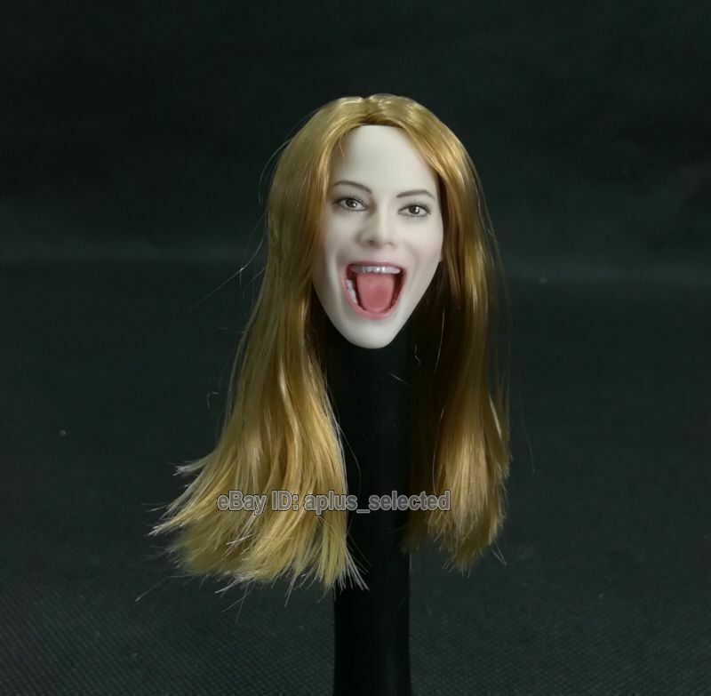 1/6 Head Sculpt Blonde Hair Girl Open Mouth Singer PVC Fit 12'' Phicen ...