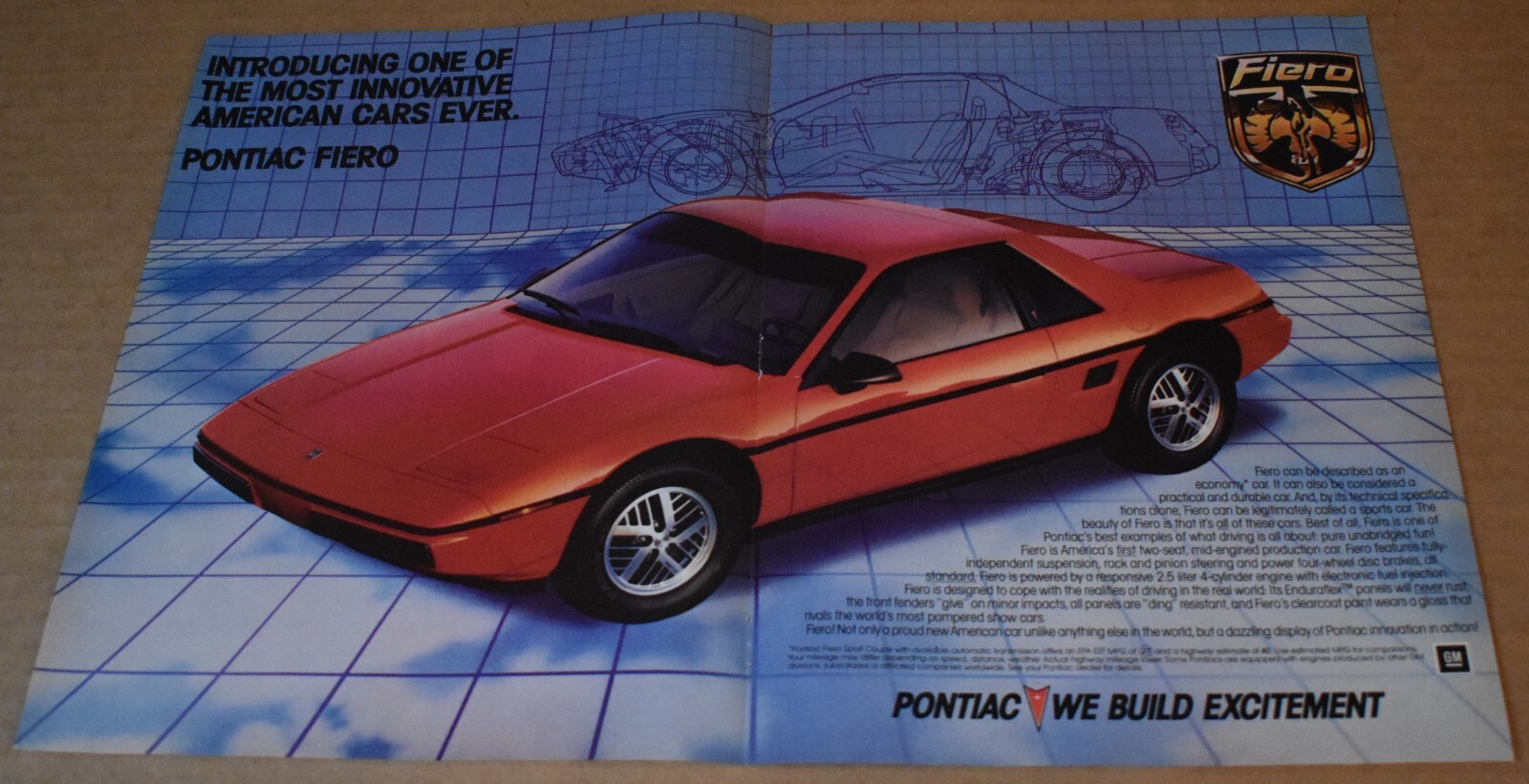 1984 Print Ad Pontiac Fiero We build Excitement Innovative American ...