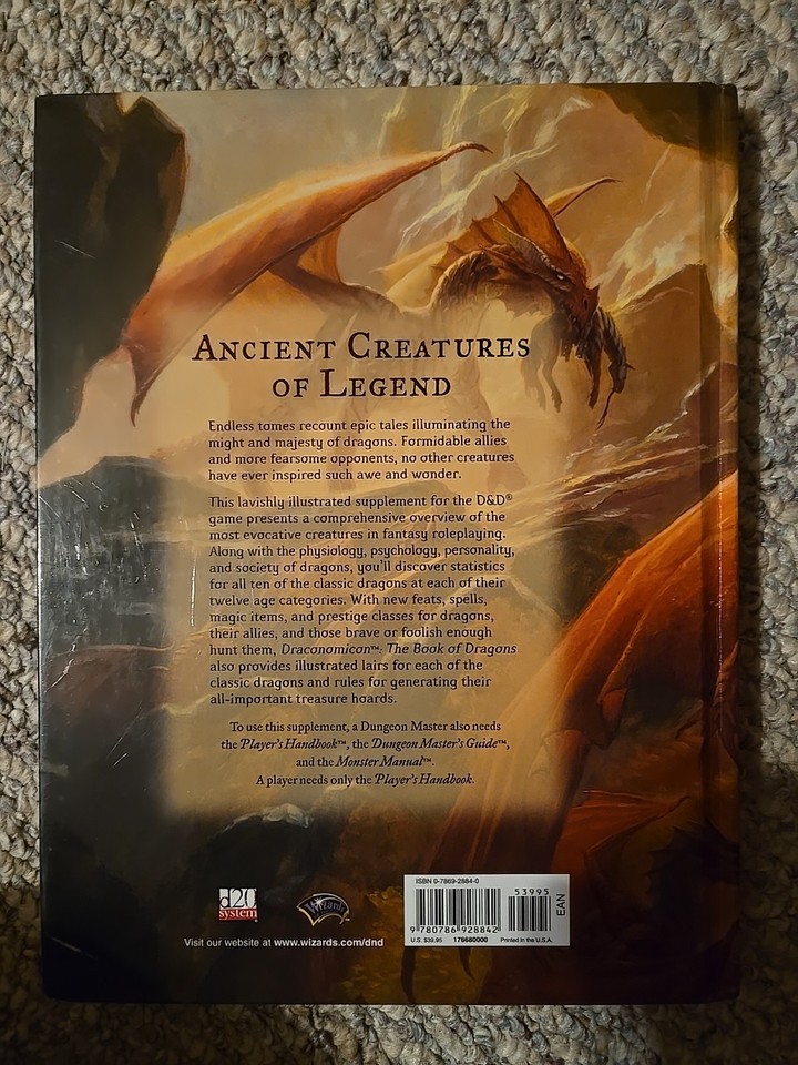 Dungeons and Dragons Hardcover Reprint of v.3.5 Draconomicon The Book ...