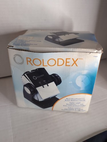 Rolodex Rotary Business Card File Black Woodtones New | eBay