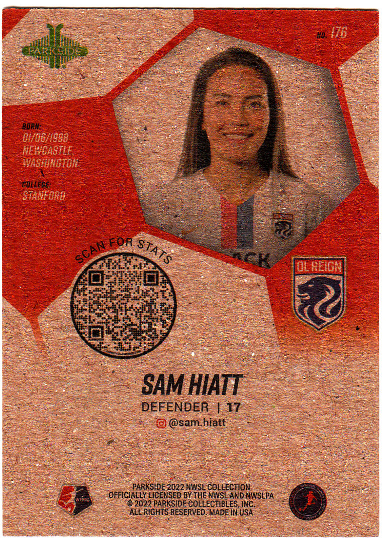2022 Parkside NWSL Vintage Stock /200 SSP #176 Sam Hiatt - OL Reign | eBay