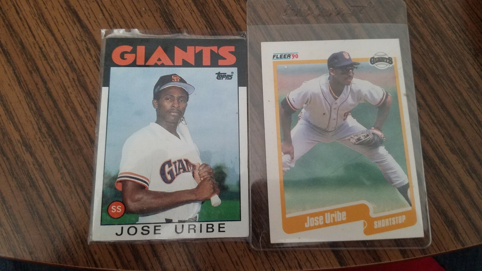 fleer 1990 Jose Uribe giants and 1986 topps Jose Uribe baseball cards ...