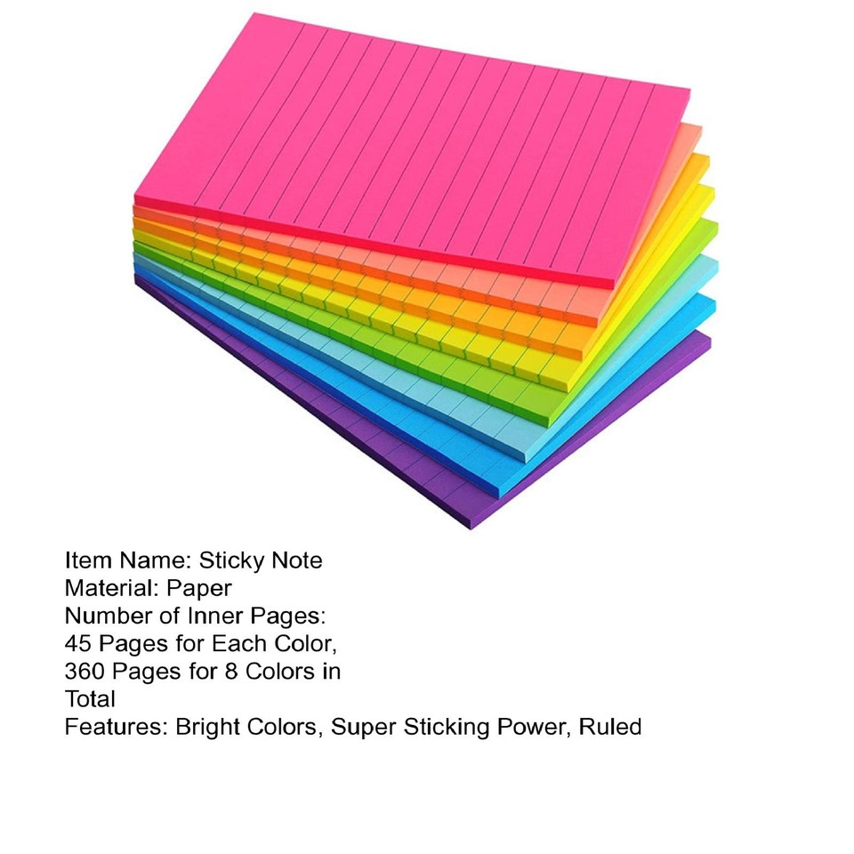 Notepads Self-stick Notes Notes 8 Colors 45 Sheets/pad Self-stick for ...