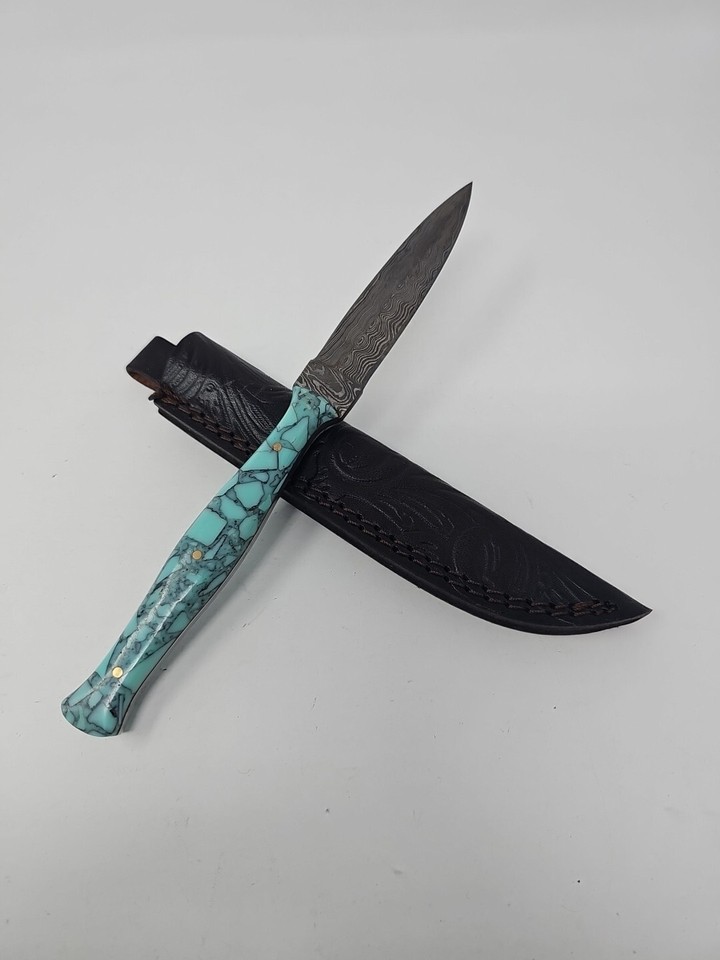 ASH DH508 Damascus steel custom handmade hunting Dagger Bushcraft knife ...