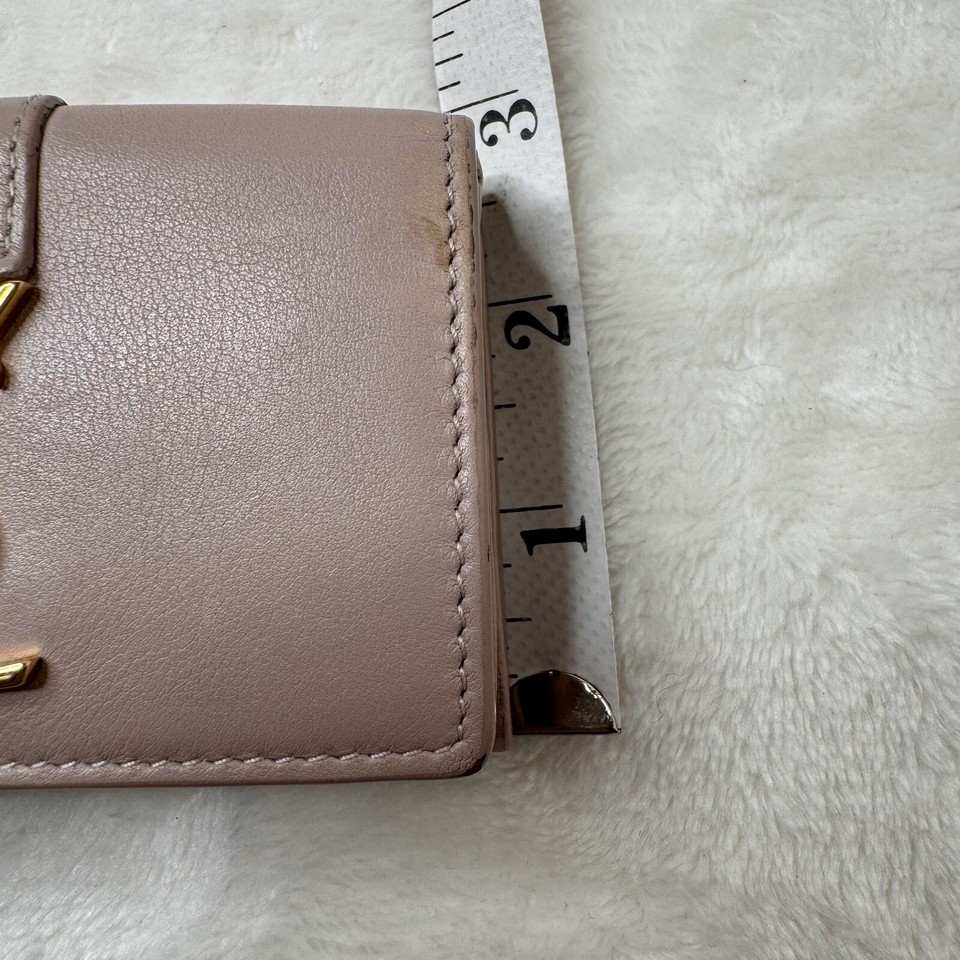 Yves Saint Laurent YSL Compact Trifold Wallet Cassandra Pink Beige Gold ...
