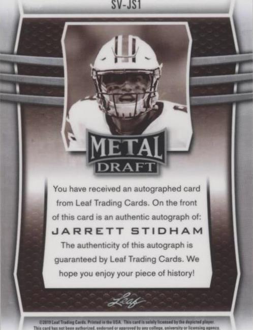 2019 Leaf Metal Draft Jarrett Stidham #SV-JS1 for sale | eBay