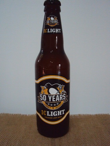 PITTSBURGH PENGUINS 50th Anniversary IC LIGHT BEER 12oz Bottle IRON ...