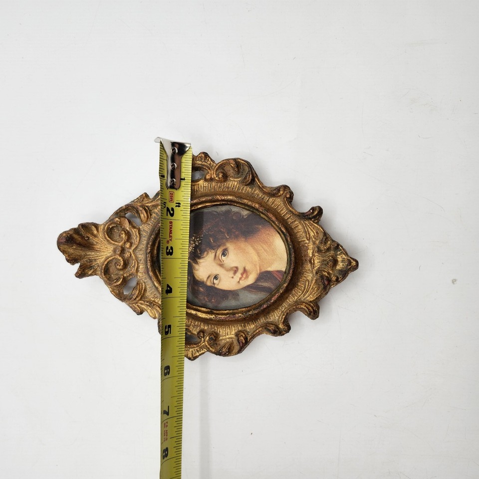 8" Vintage gilt wall gold gesso wall art frame portrait noble woman | eBay