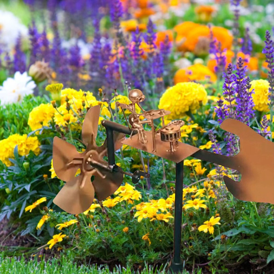 Drummer Windmill Garden Decoration,Handmade Metal Percussionist Music ...