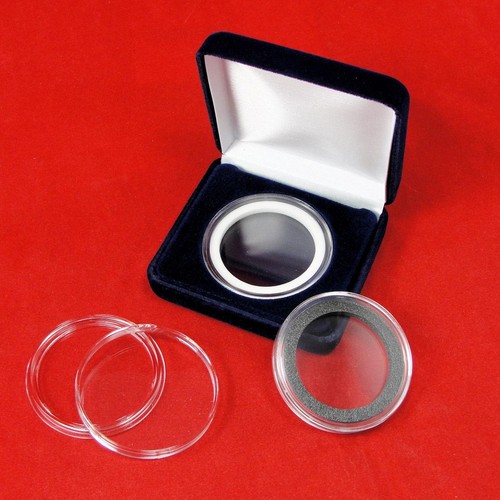 Presentation Blue Velvet Coin Box w/Choice of 1 X Model AirTite Capsule ...