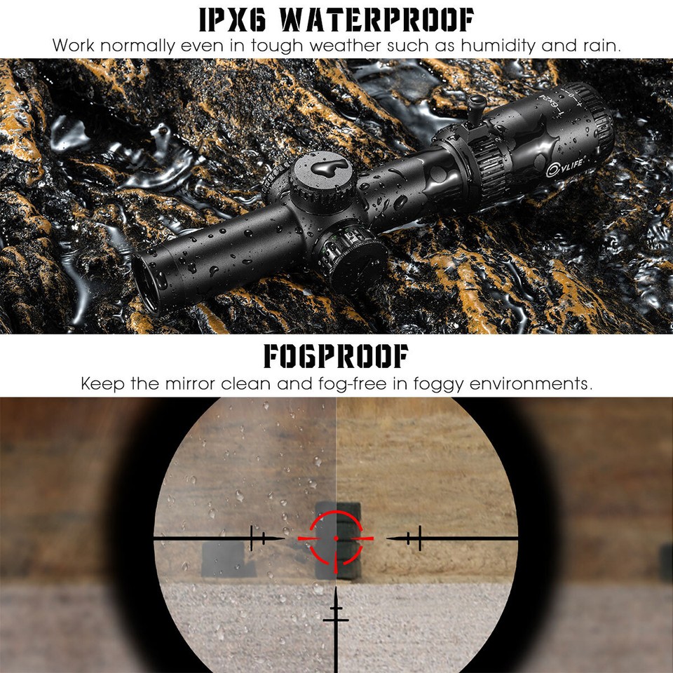 1-6x24 LPVO Rifle Scope Dual-Illuminated R16 MOA Reticle Optic Gun ...