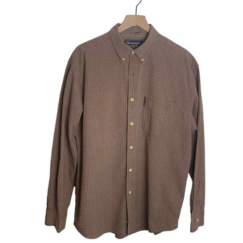 Abercrombie &Fitch Mens Brown Red Multi Color Checkered Button down L/S ...
