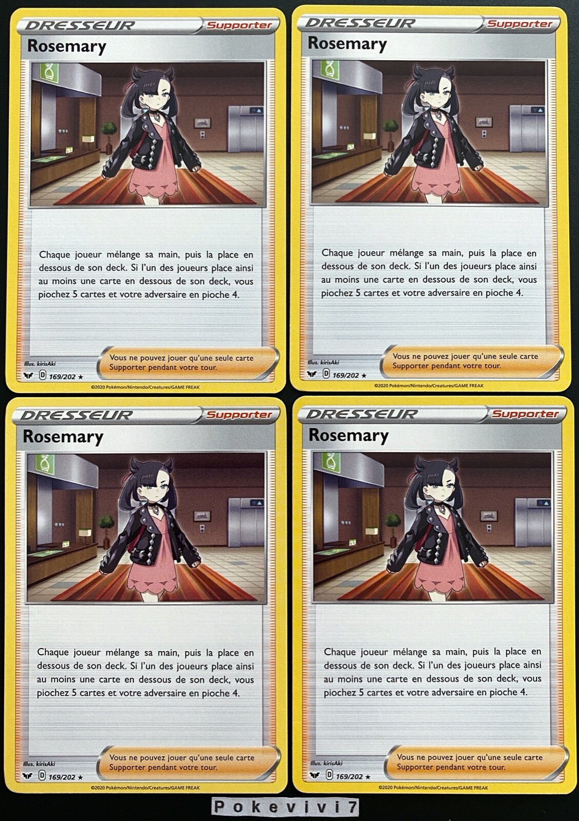 Lot 4 Cartes Pokemon ROSEMARY 169/202 Rare Epée et Bouclier 1 EB01 FR ...