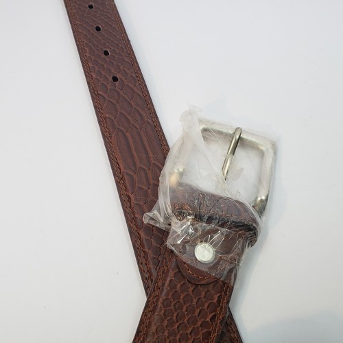 MensMedium Brown Embossed Snakeskin Genuine Leather Belt Sz 38-40 ...