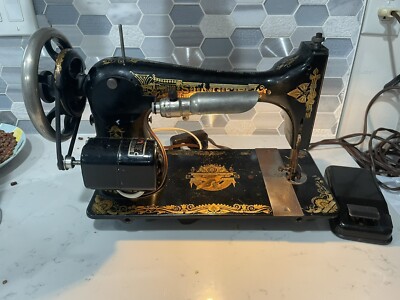 1908 Singer 127 Sewing Machine Sphinx Egyptian Works Electric Motor ...