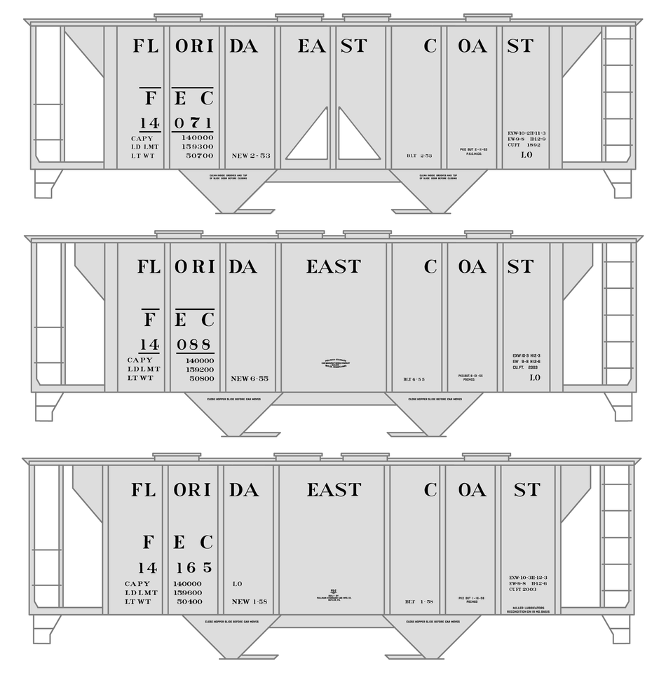 K4 S Scale Decals Florida East Coast FEC 70 Ton Covered Hopper Black | eBay