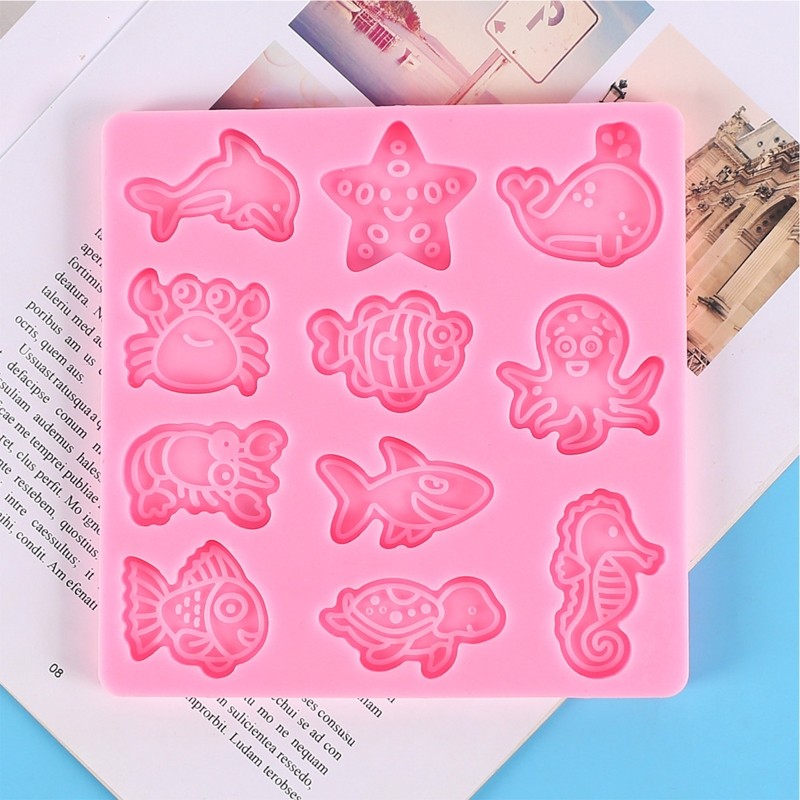 DIY Fondant Silicone Material Mold Clay Soft Pottery DIY Marine Series ...