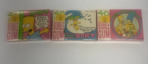 Lot Of 3 Sealed Packs Of Simpsons Bubblegum 1990 Vintage Retro Bart ...