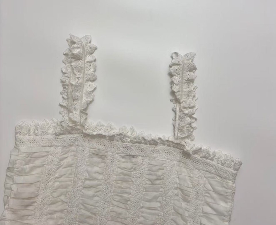 Women Doen Square Neck Lace Contrasting Tank Top | eBay