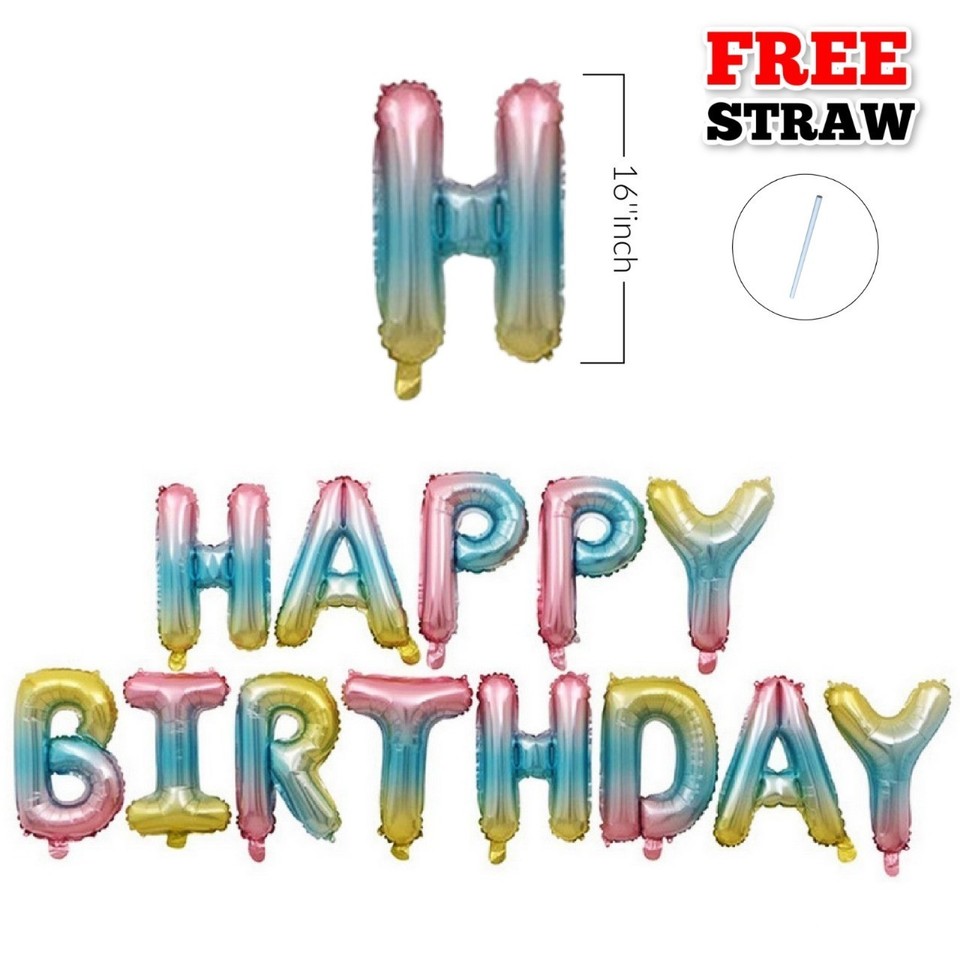 16" HAPPY BIRTHDAY BALLOONS LETTERS SELF INFLATING FOIL BIRTHDAY PARTY ...