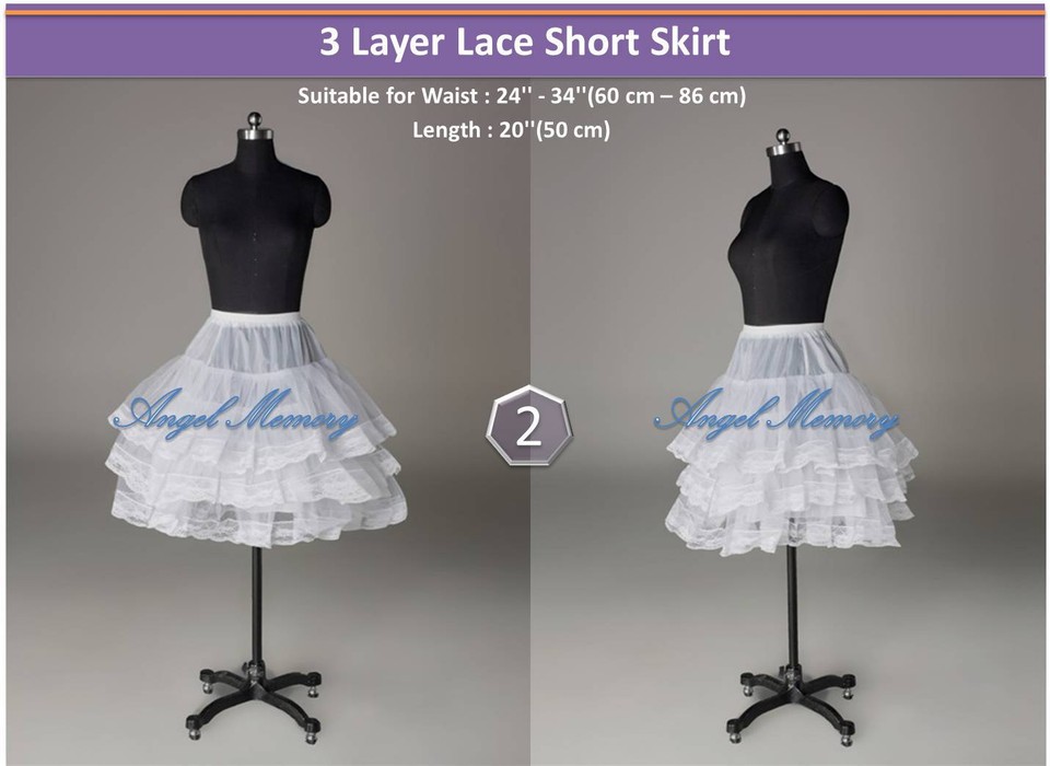 12 Styles White A Line/Hoop/Hoopless/Short Crinoline Petticoat/Slips ...