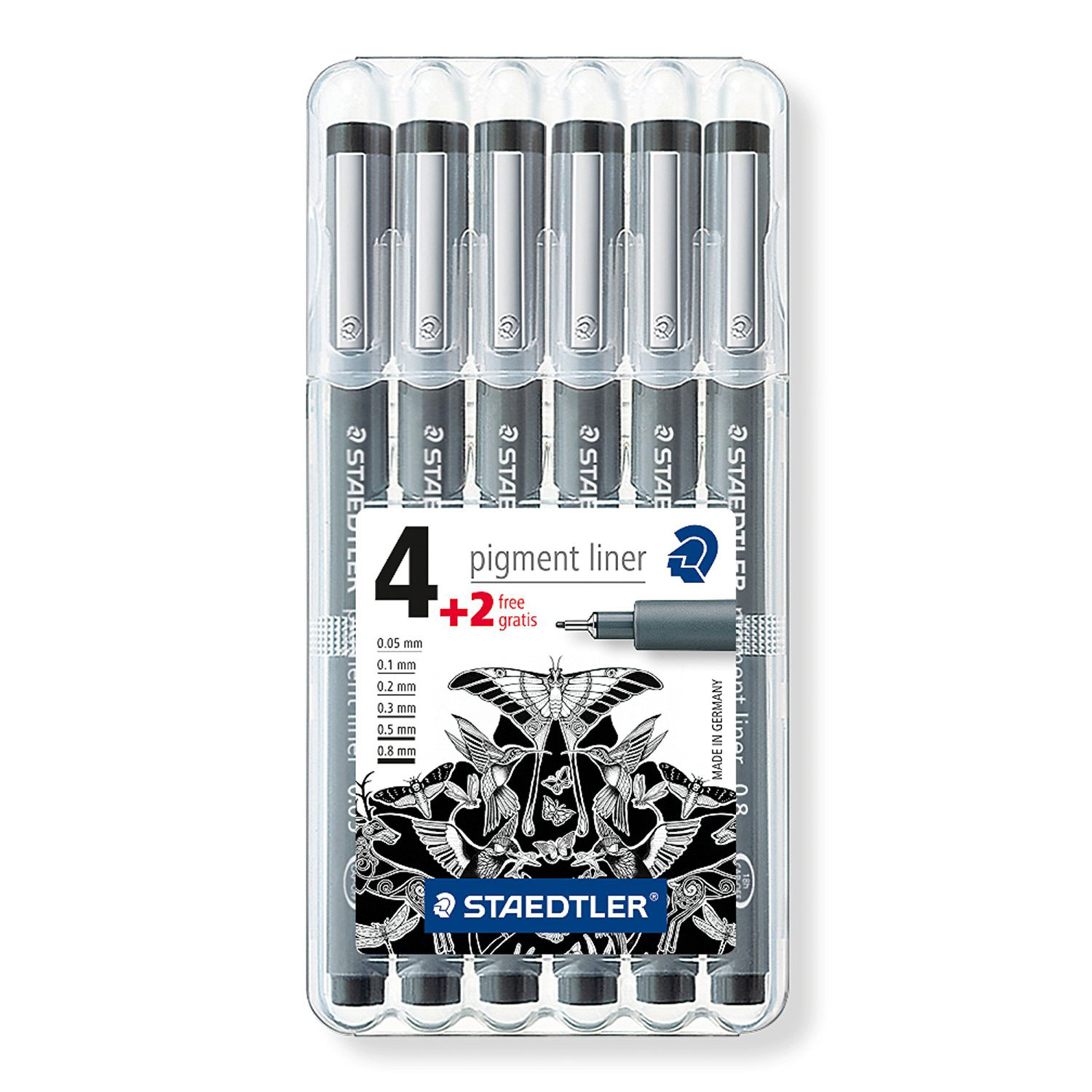 Staedtler Pigment Liner 308SB6P Set 4 + 2 for Sketch drawing 6 Liners ...
