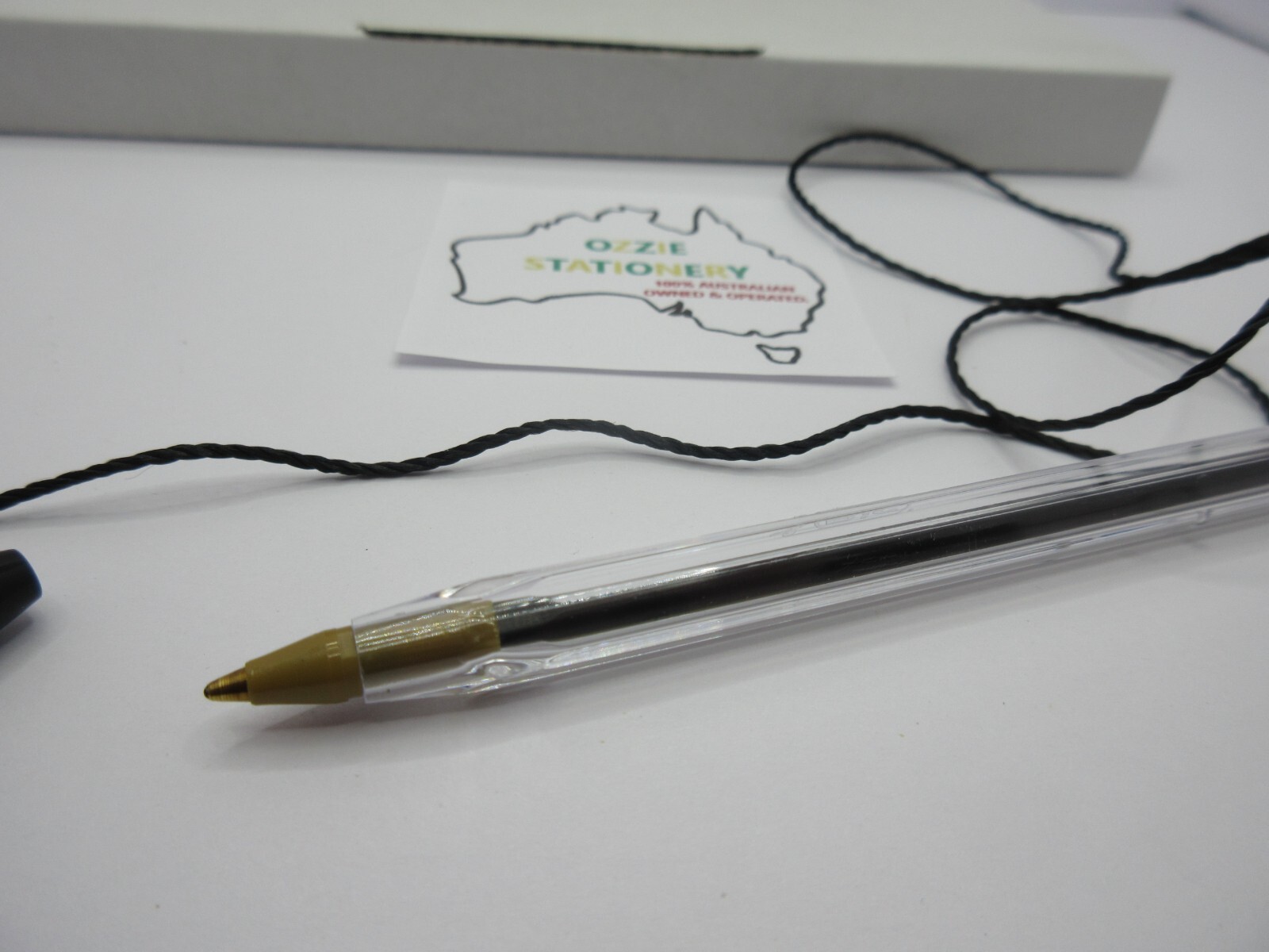 Box 12 x BIC BLACK INK Cristal Pens String Corded 1.0mm 10247 Sent ...