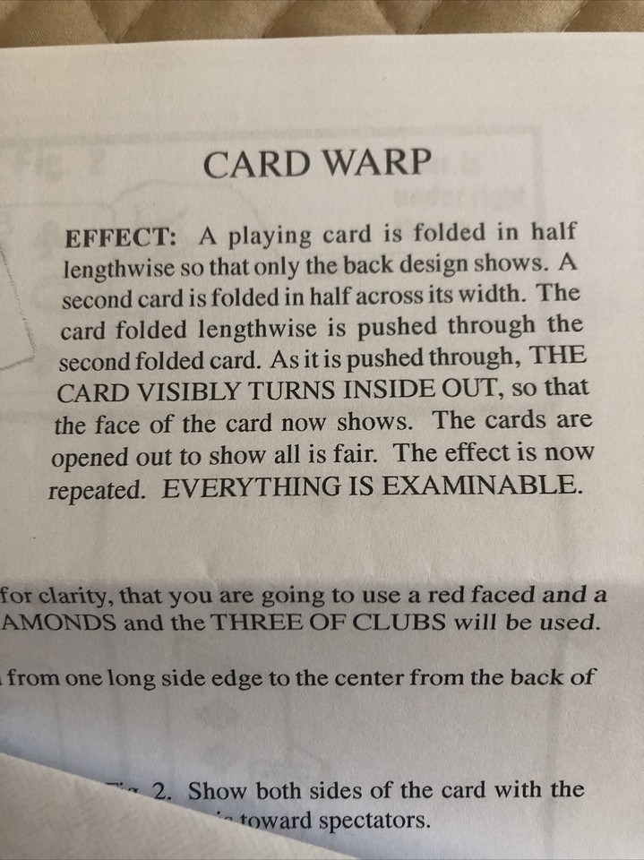 Card Warp Magic Trick - Rare - Vintage - Comes With 4 Sets - Magic ...