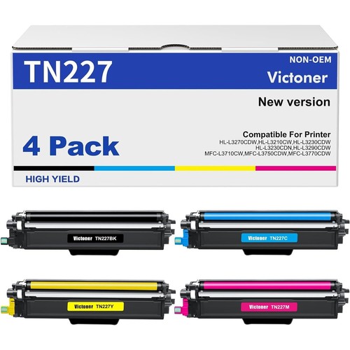 TN227 TN-227BK/C/M/Y High Yield Toner Cartridge 4 Pack: Compatible ...