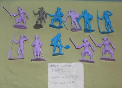 LOT of 11 Marx Recast Pirates Figures -7 poses 60mm - Purple Blue ...