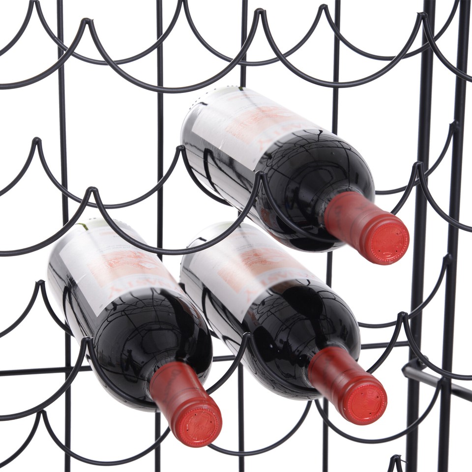 35 Bottle Large Metal Floor Freestanding Locking Wine Rack Jail ...