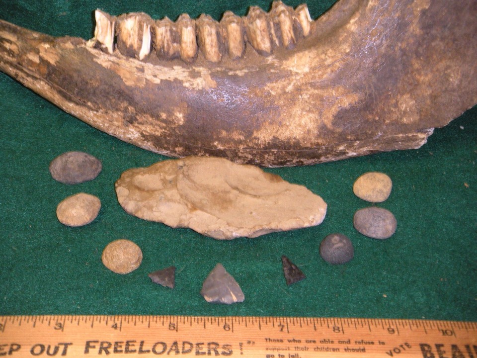 10 ALABAMA ARTIFACTS - HUNTSVILLE ALA - FLINT CELT/WAR POINTS/CONES ...