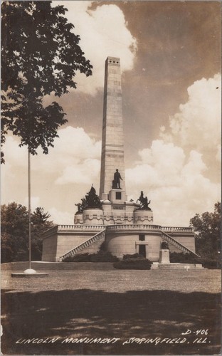 RPPC Lincoln Monument Springfield Statues Illinois IL photo postcard ...