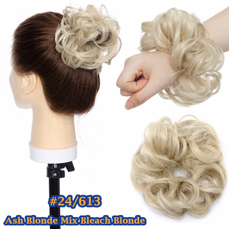 Thick Messy Rose Bun Curly Scrunchie Hair Extensions Natural Updo ...
