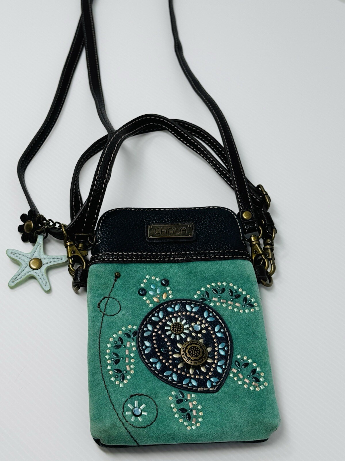 Chala Handbags Crossbody Bag Purse Faux Suede Teal Blue Green Sea ...