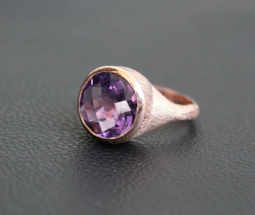 Purple Amethyst Ring,Rose Gold,February Birthstone,925 Sterling Silver ...