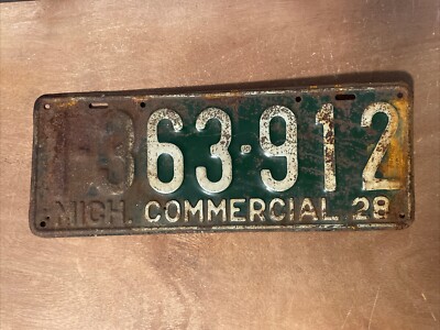 1928 Michigan License Plate Commercial # 1-363-912 | eBay