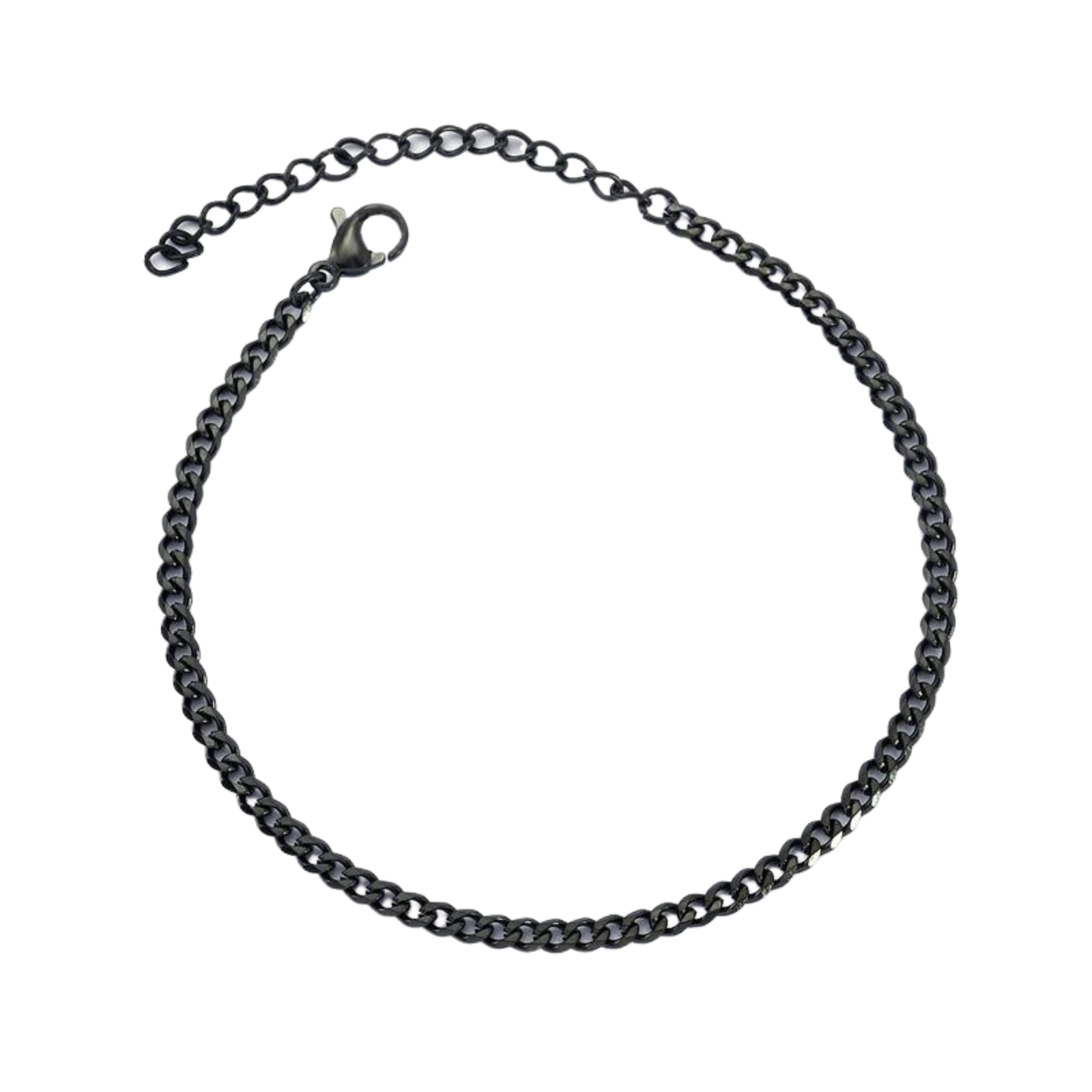 Black Cuban Chain Bracelet Men's Stainless Steel Jewellery Adjustable ...