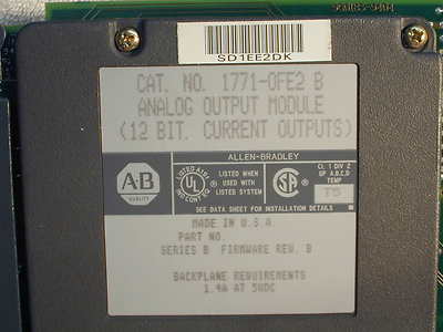 ALLEN BRADLEY 1771-OFE2 ANALOG OUTPUT MODULE 12 BIT CURRENT SER B | eBay