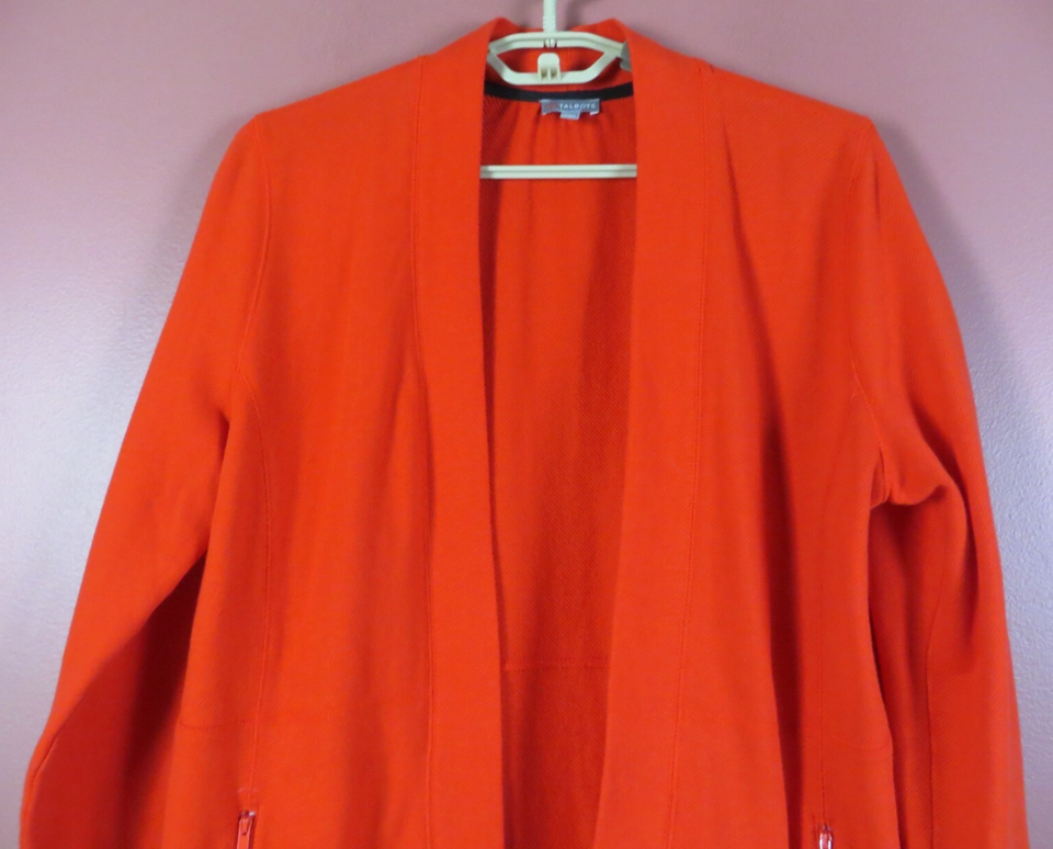 TB09249- TALBOTS Women's Cotton Open Jacket Long Sleeve Pocket Tomato ...