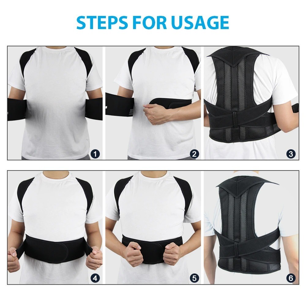 Adjustable Posture Corrector Low Back Support Shoulder Brace Belt for ...