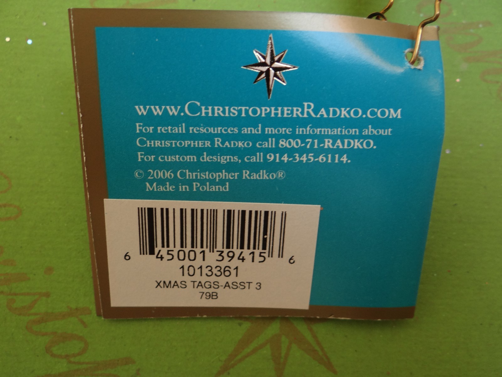 Christopher Radko XMas Tags Christmas Tree and Seabird Glass Ornament ...