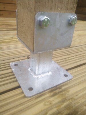 FENCE POST SOCKET BRACKET BASE 100mm 4" VERY HEAVY DUTY PILLAR PERGOLIA ...