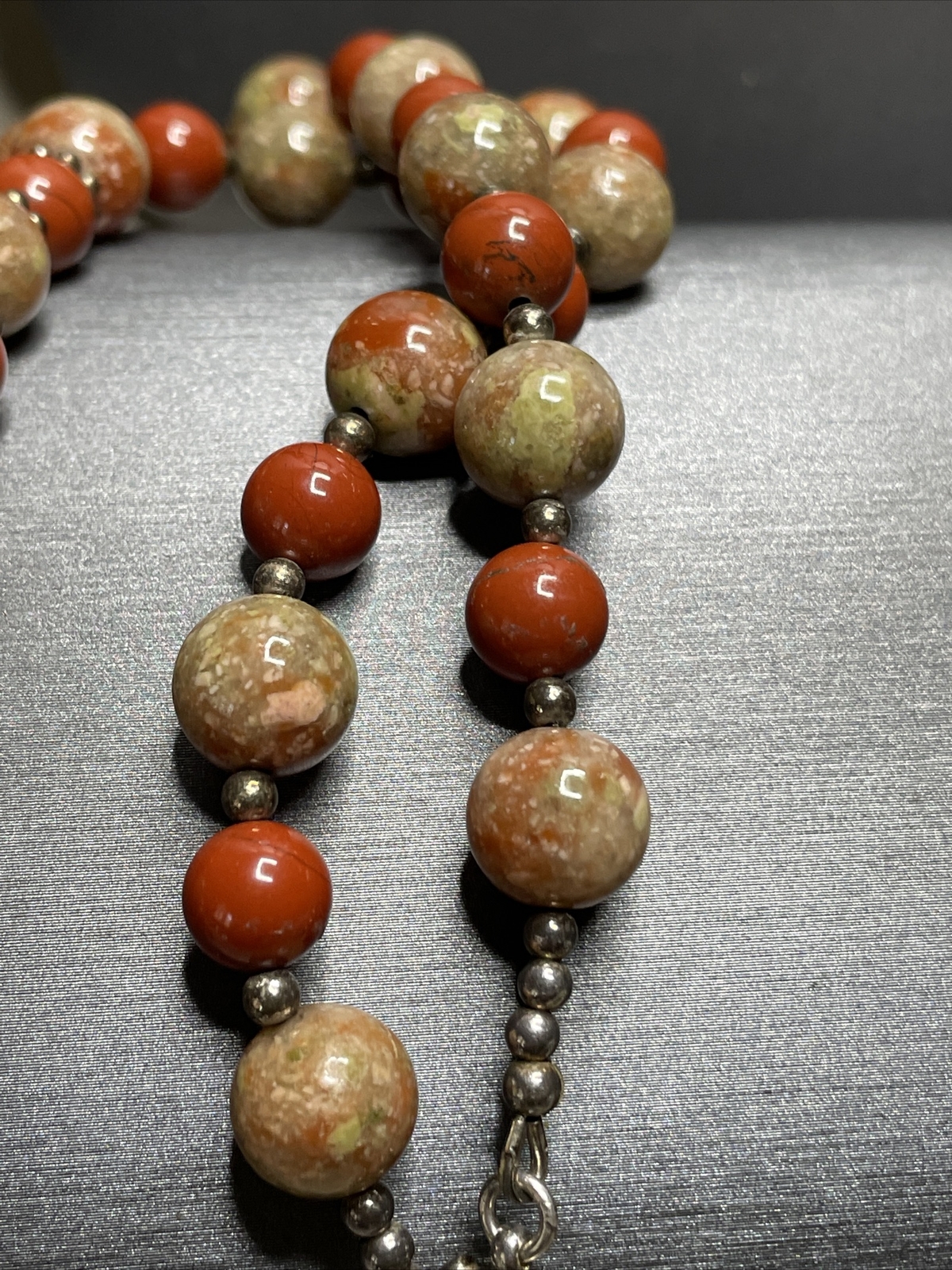 Red Jasper & Agate with Sterling Silver beads & Toggle Clasp 22 ...