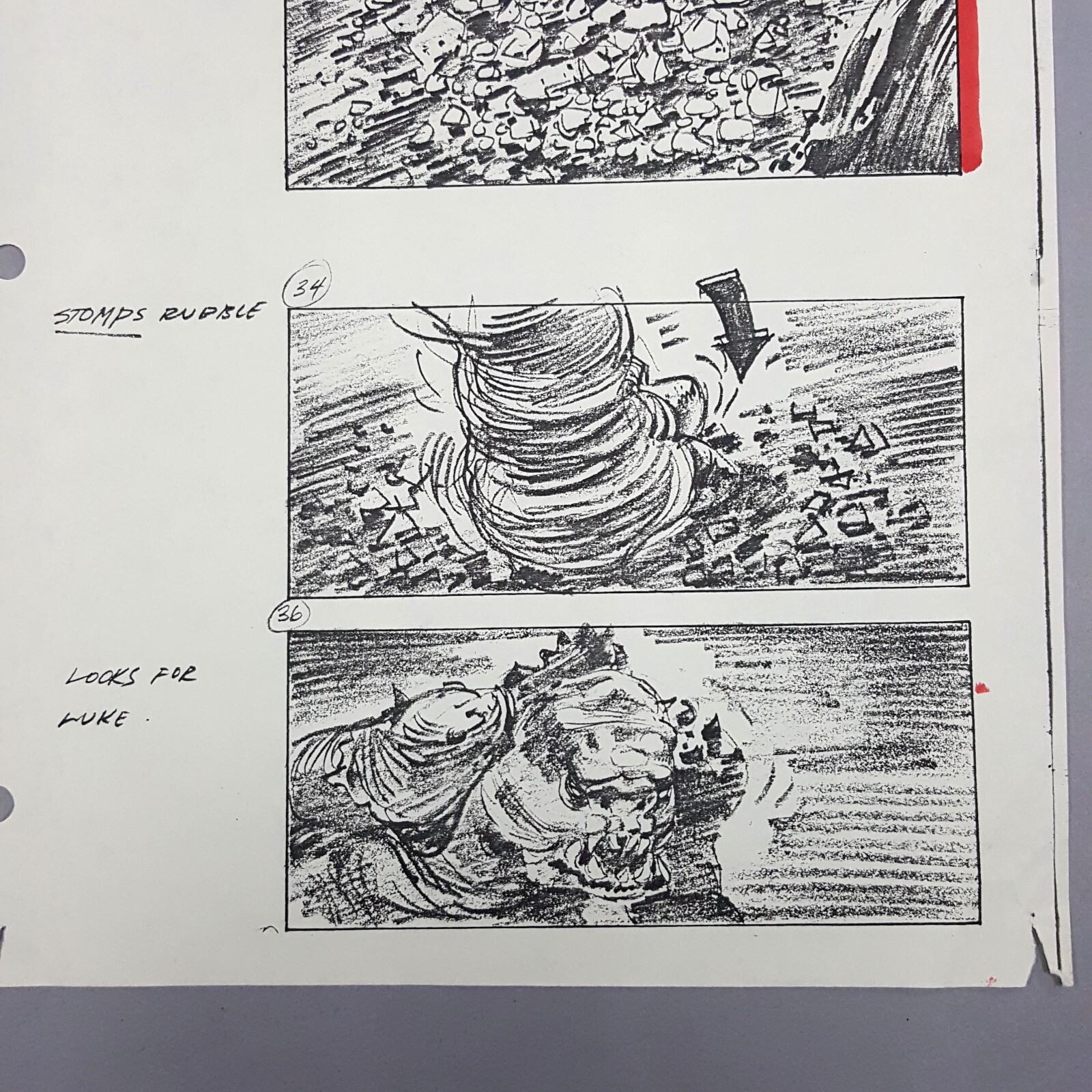 RETURN OF THE JEDI - Production Used Storyboard - Luke vs. Rancor pg 9 ...