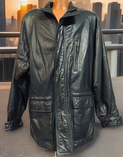 Georgetown Men's 2XL Jacket Genuine Black Leather Mid-Length | eBay