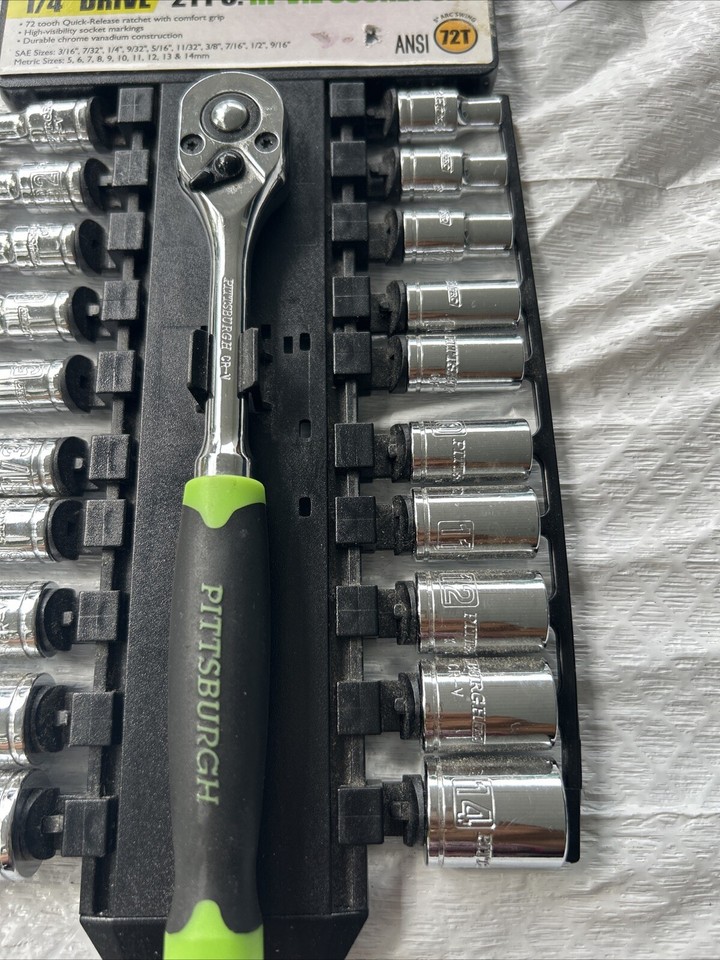 Pittsburgh 21 PC Mini Socket Set | 1/4" Drive | SAE and Metric ...