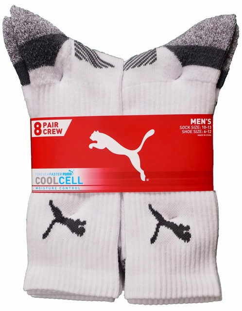 8 Pair PUMA Men's Coolmax Moisture Wicking Crew Socks Fits 6-12 for ...