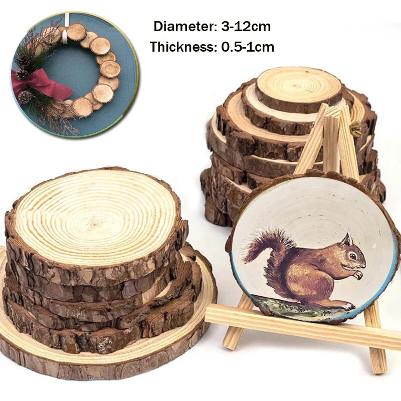 Natural Pine Round Wood Slices with Bark DIY Crafts Perfect for ...